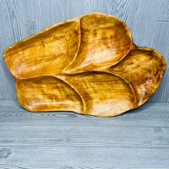 Accents | Handcrafted Root Wood Live Edge Divided Platter 5 Dividers ...